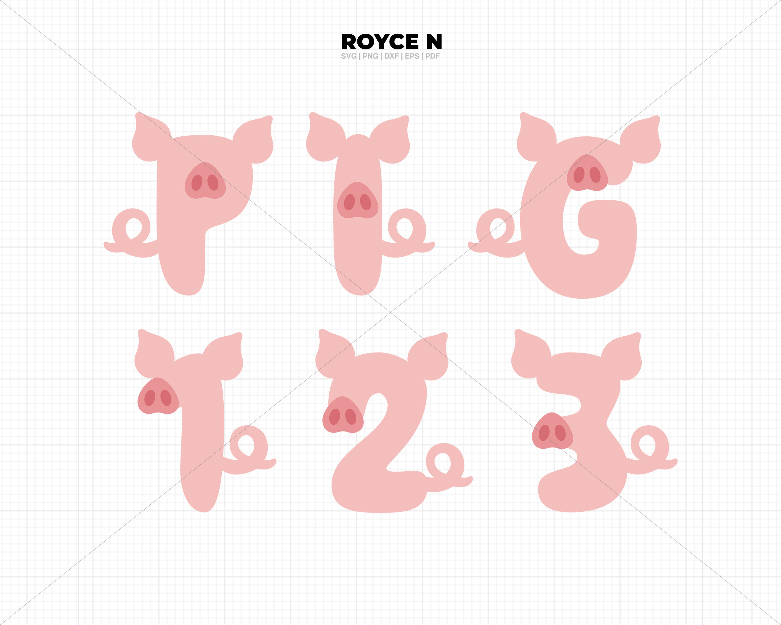 Pig Alphabet Clipart, Piggy Letters (svg, Png, Dxf, Eps, Pdf) Cut Files ...