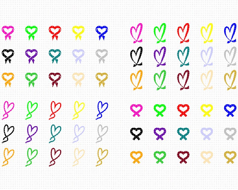 Awareness Ribbons Svg Pink Ribbon Heart Clipart Cancer - Etsy