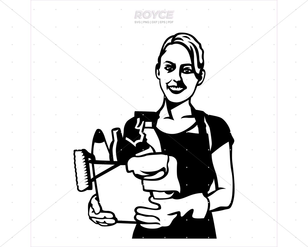 Maid Service Svg, Cleaning Service Clipart, Housekeeping Logo Png, Dxf ...