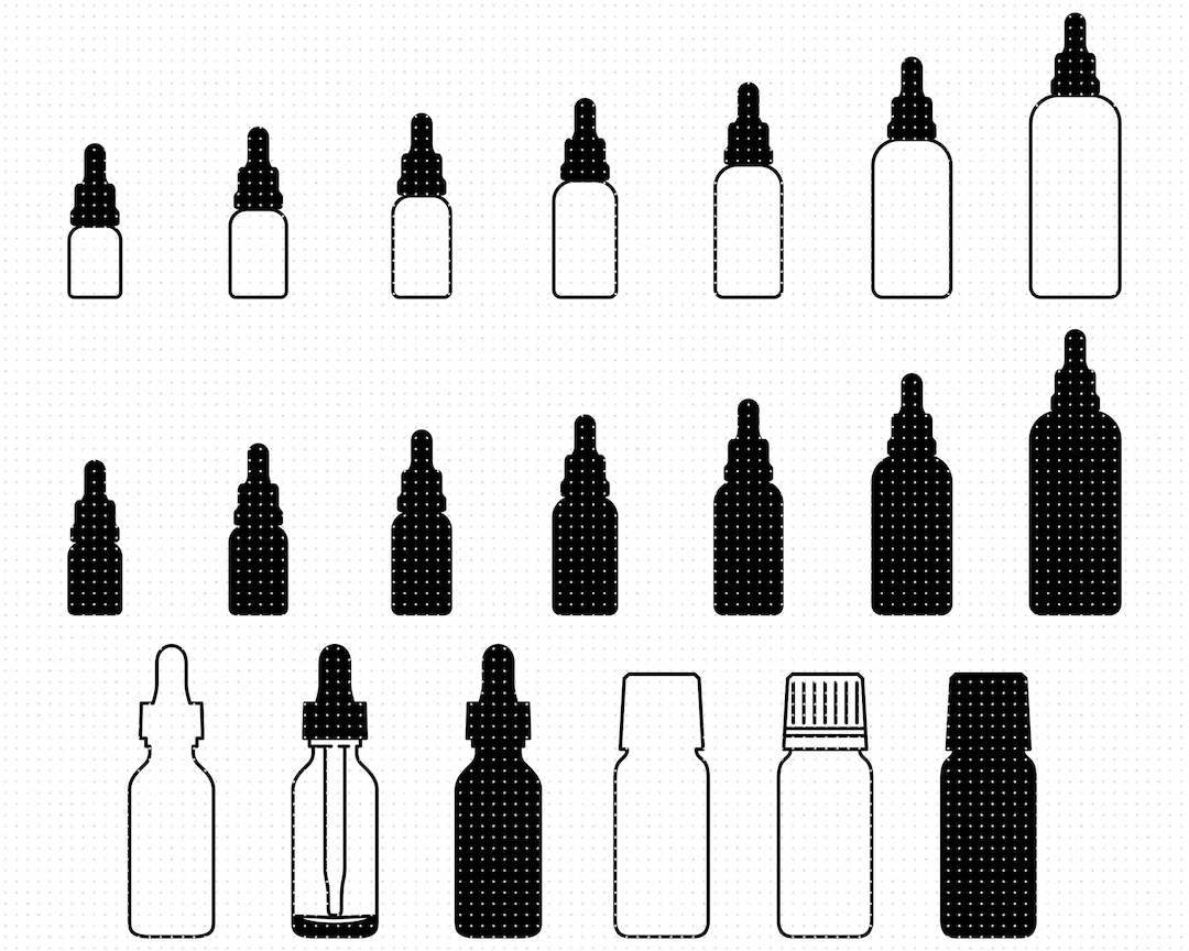 Essential Oil Bottle SVG: Dropper Outline Clipart, Vector Cut Files ...