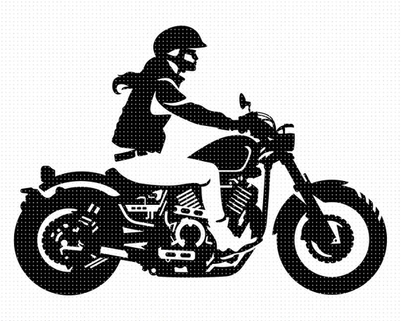 Female Riding a Big Bike Svg Motorcycle Clipart Woman on a | Etsy