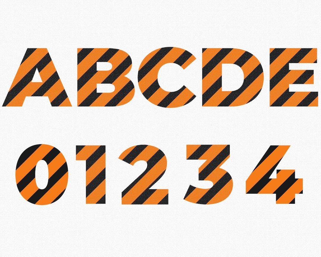 Construction Alphabet Numbers SVG, Striped Clipart (digital Download ...