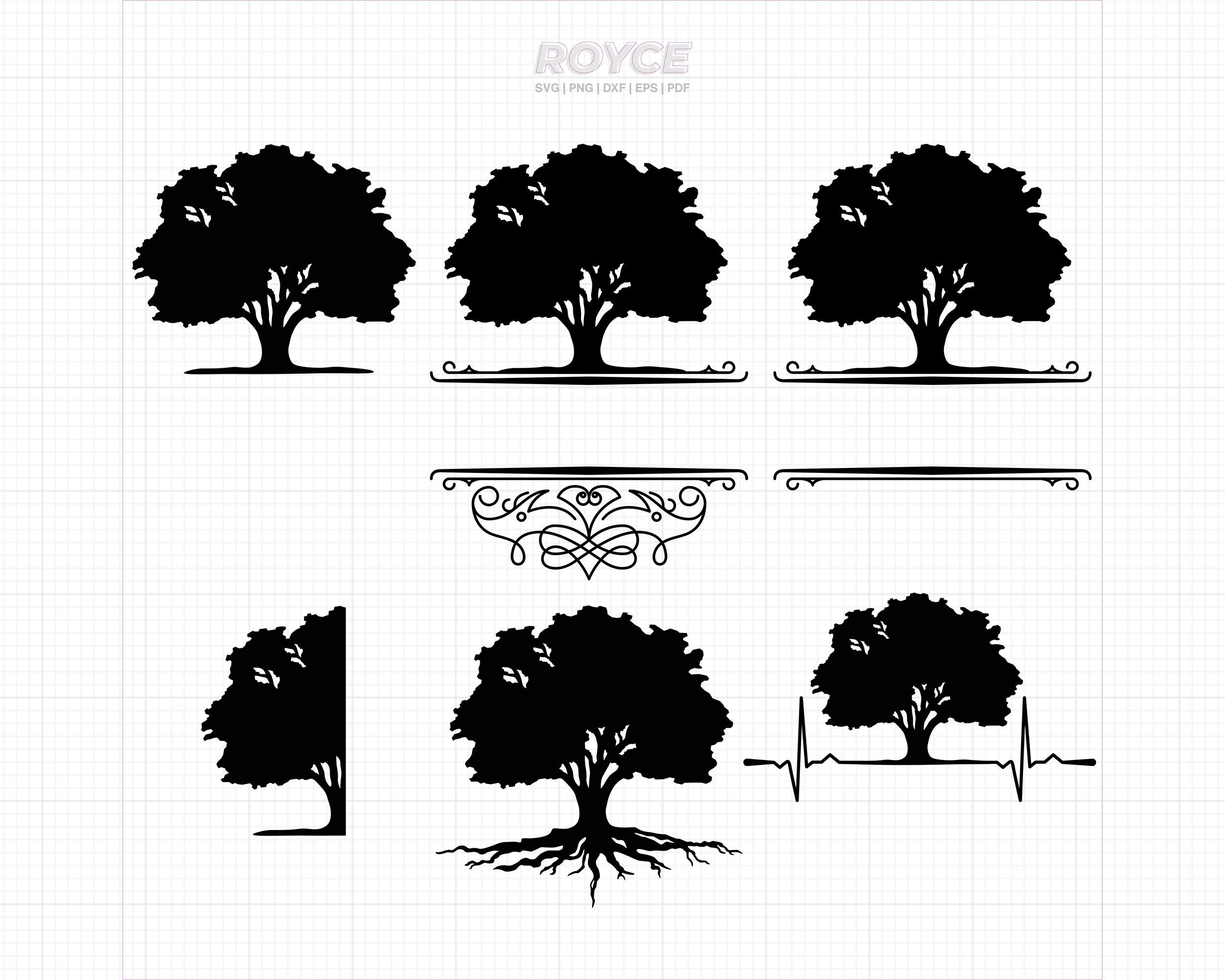 Oak Tree Line Silhouette