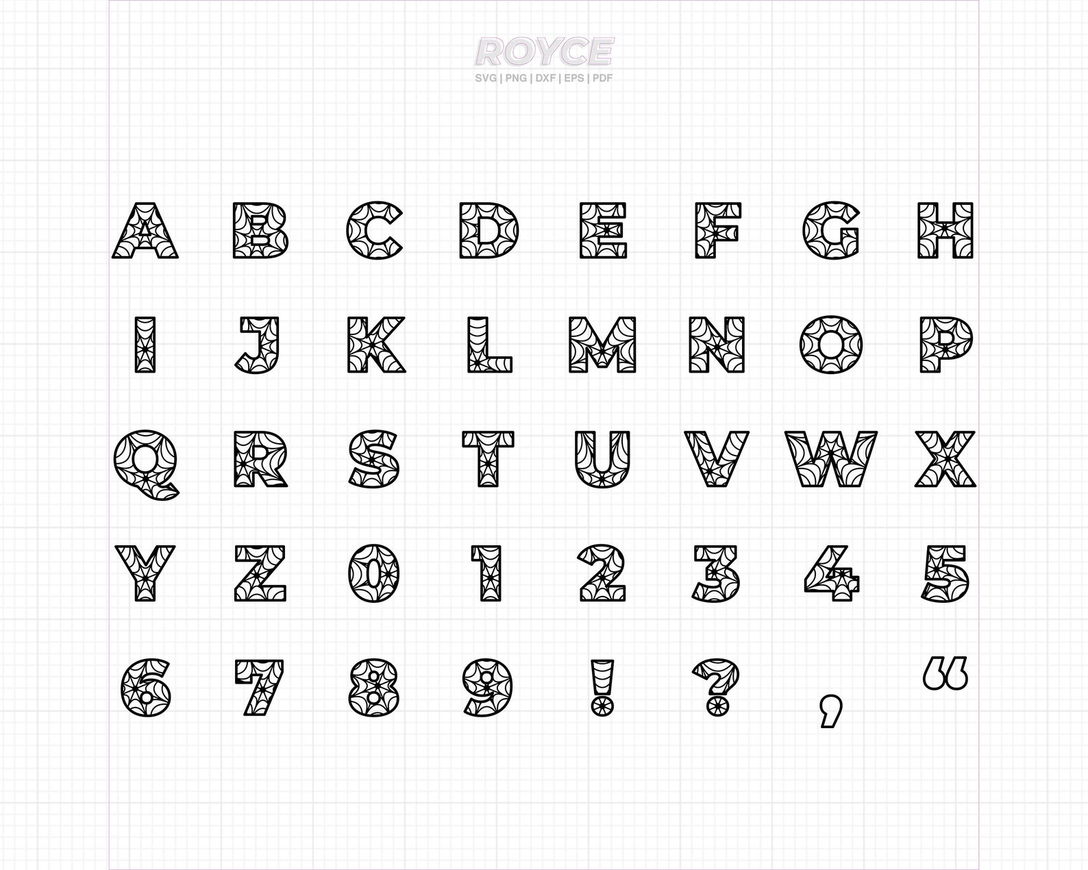 Spider Web Alphabet and Numbers Svg, Letters Clipart, Png, Eps, Dxf - Etsy