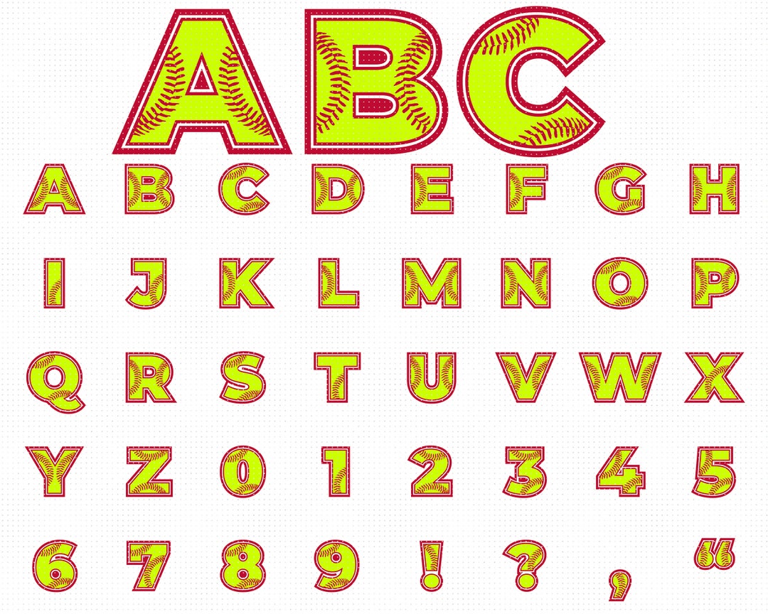 Softball Stitches Alphabet Svg, Softball Letters Clipart, Softball ...