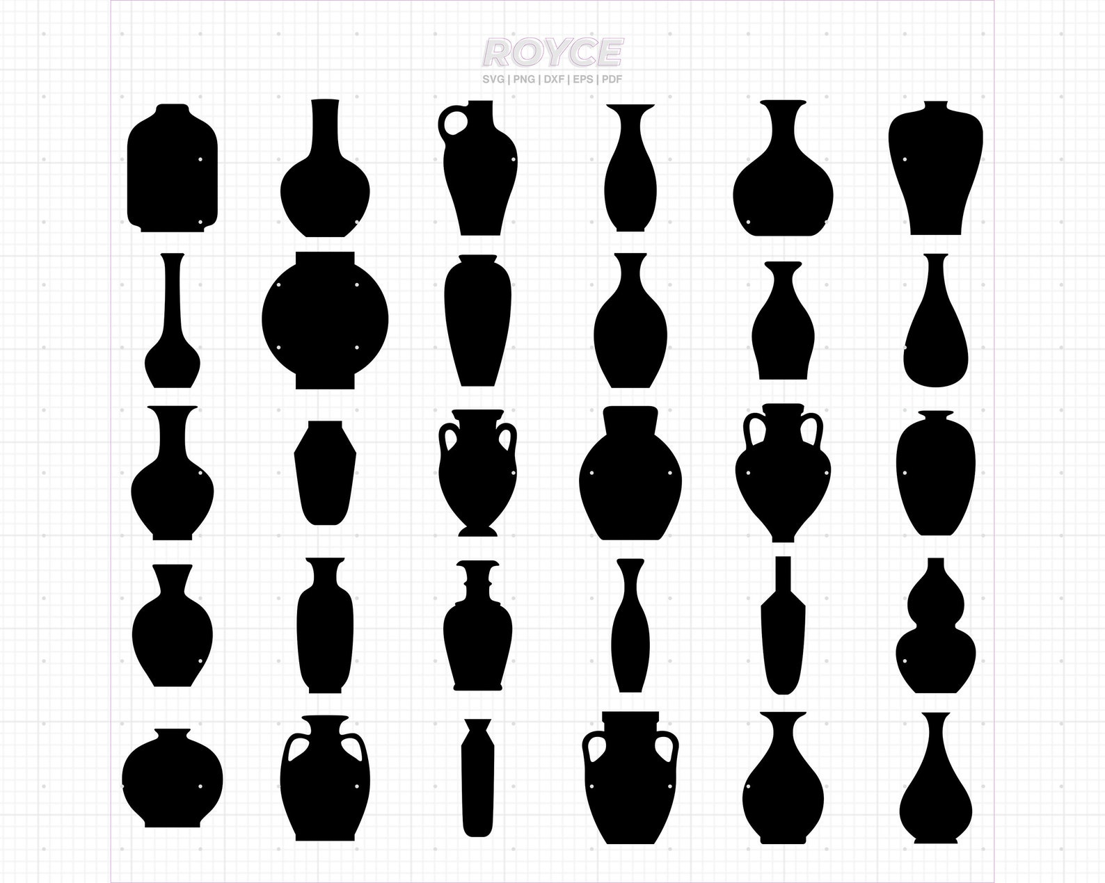 Vase Bundle Svg, Vase Silhouette Clipart, Flower Vase Png, Vases Dxf ...