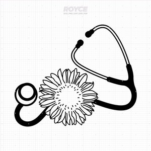 Stethoscope Sunflower Svg, Stethoscope Sunflower Clipart, Stethoscope ...