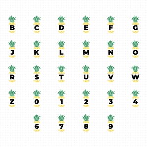 Pineapple Letters Svg, Pineapple Alphabet Svg, Pineapple Numbers Svg ...