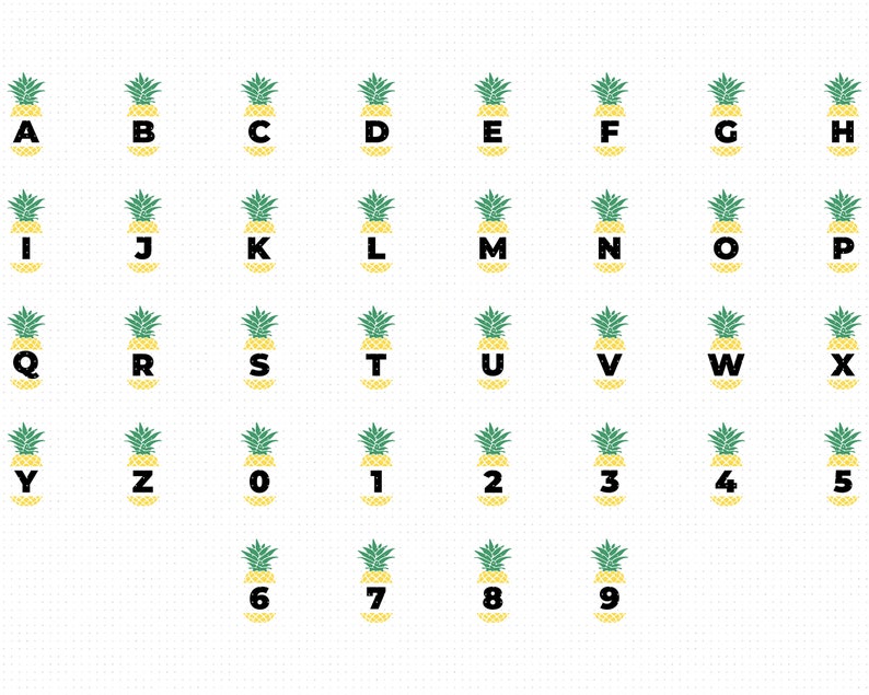 Pineapple Letters Svg Pineapple Alphabet Svg Pineapple - Etsy