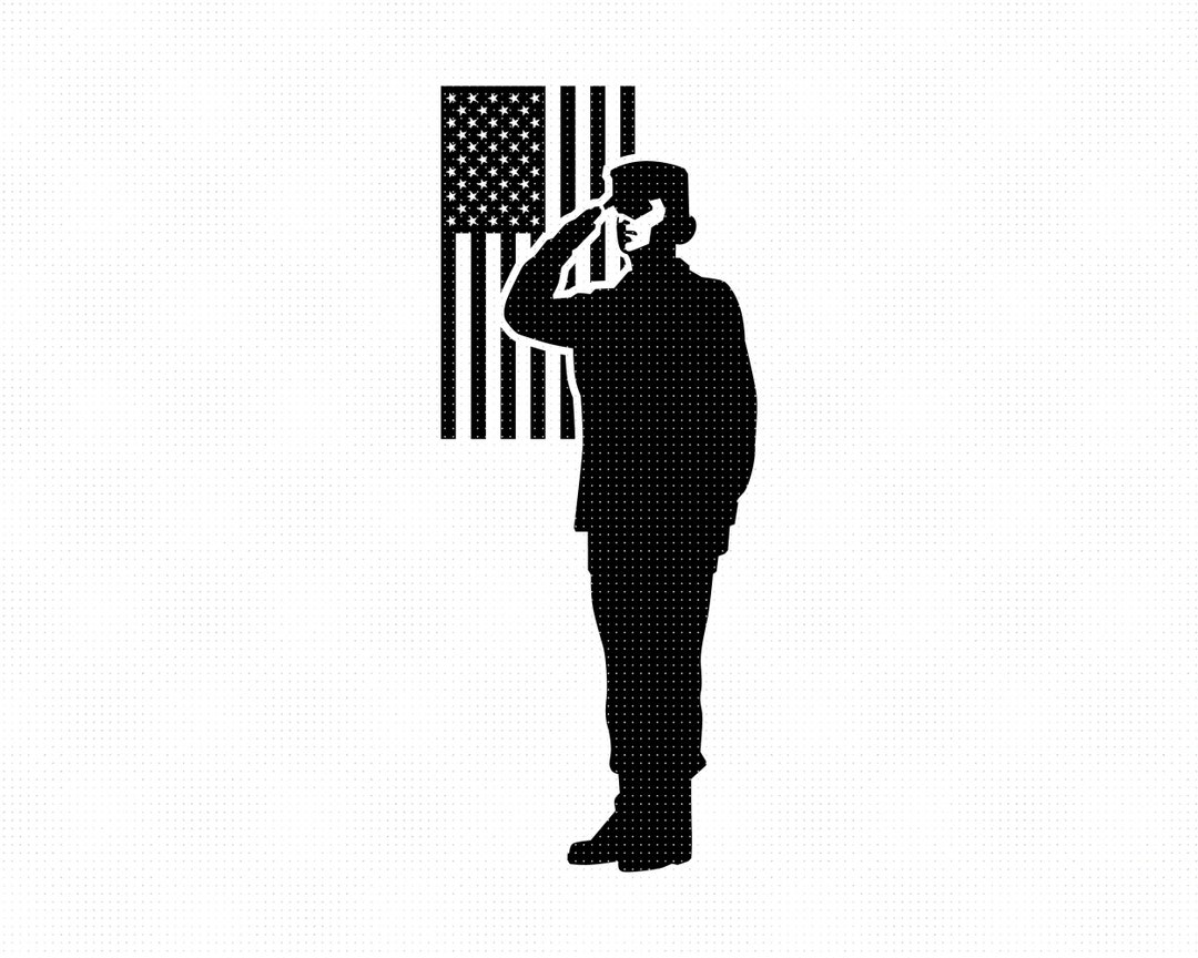 American Flag Soldier Salute Svg, Military Salute Clipart, American ...