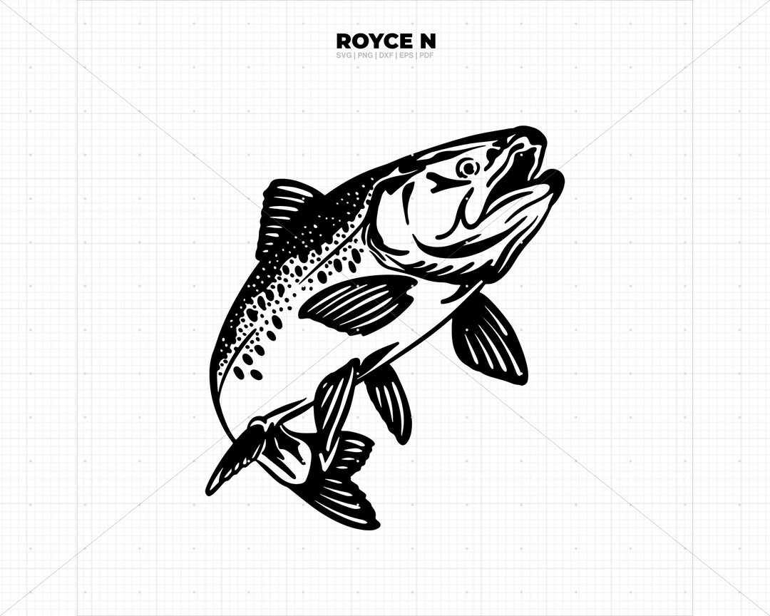 Trout Fishing Svg, Trout Fish Clipart, Trout Drawing, Trout Dxf, Fish ...