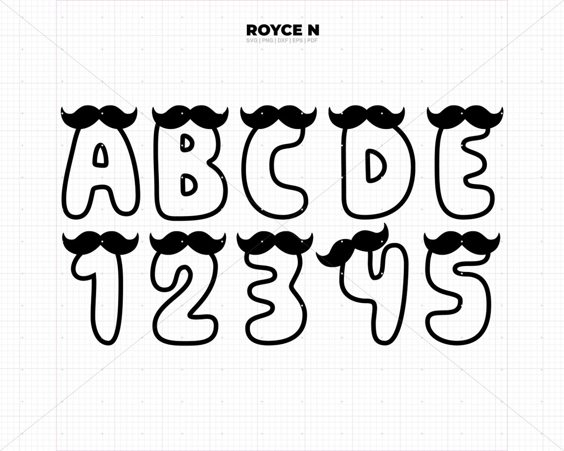 Mustache Letters & Numbers SVG: Wig Costume Clipart (digital Files) - Etsy