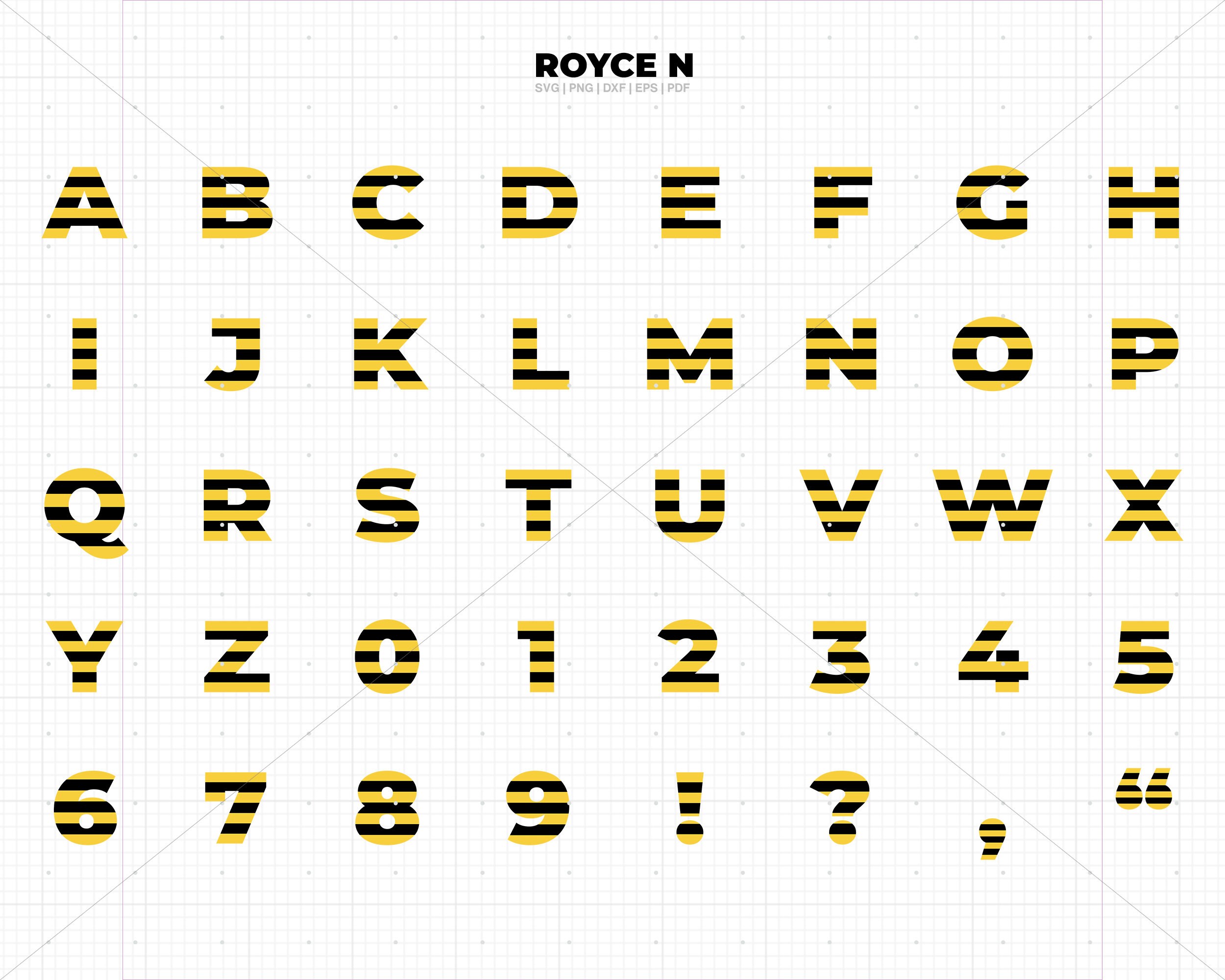 Bee Stripes Letters Svg, Bee Alphabet Clipart, Bees Letters Png, Bee ...