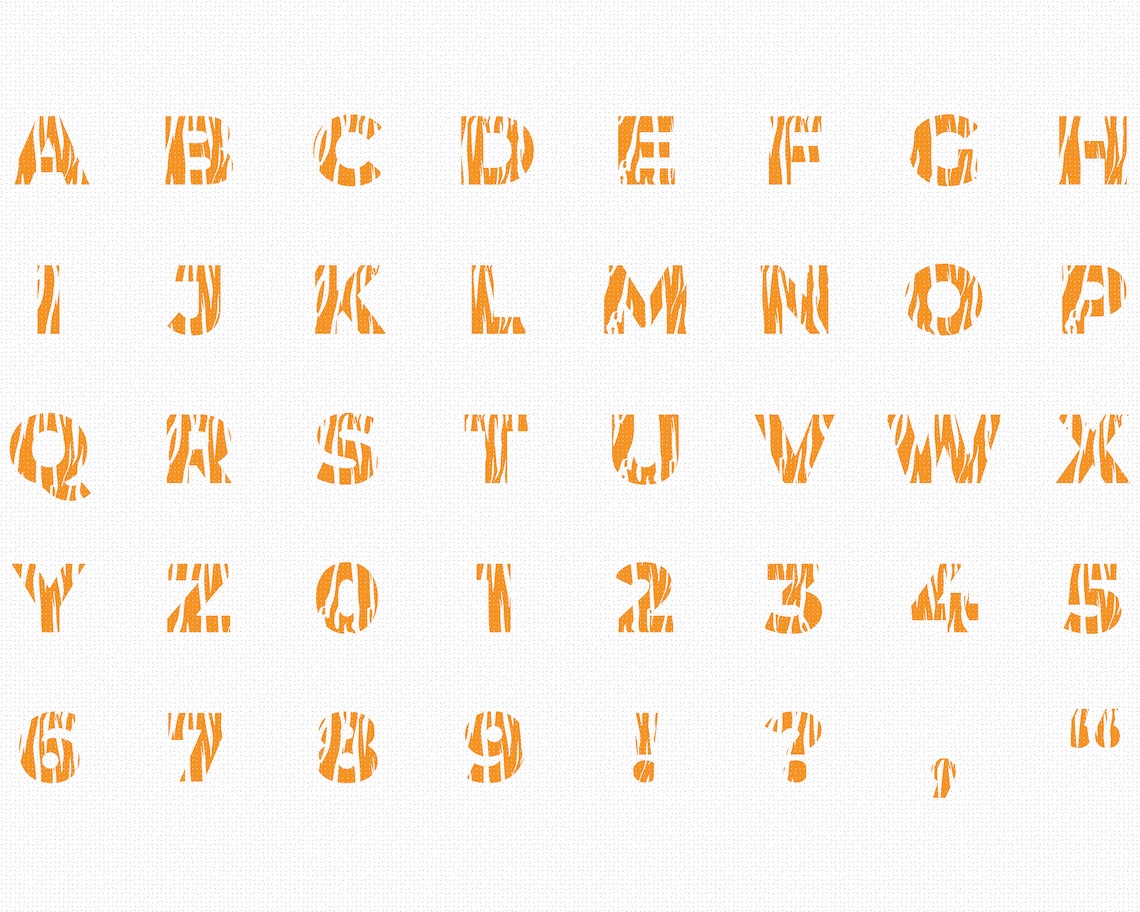 Tiger Alphabet Svg Animal Skin Letters Clipart Tiger Stripe - Etsy