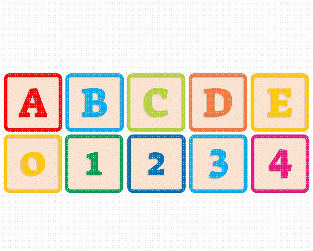 Baby Blocks Alphabet and Numbers Svg, Toddler Letters Clipart, Dxf, Eps ...