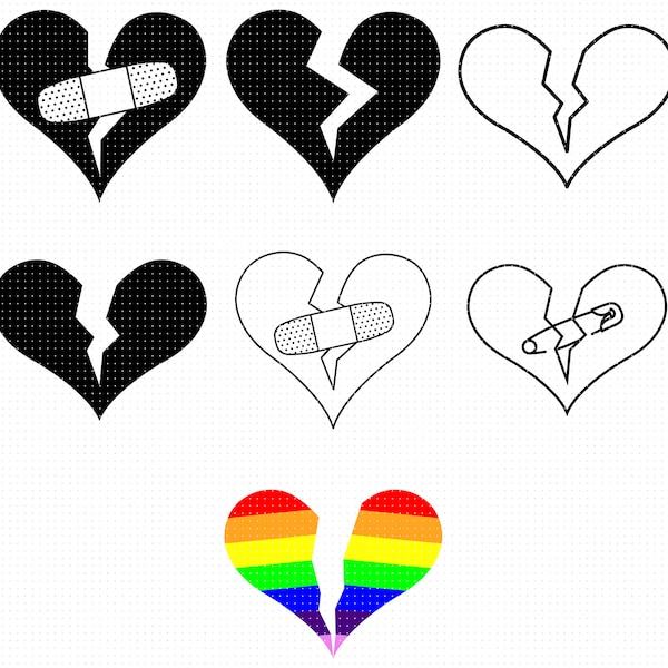 Broken Heart Svg - Etsy