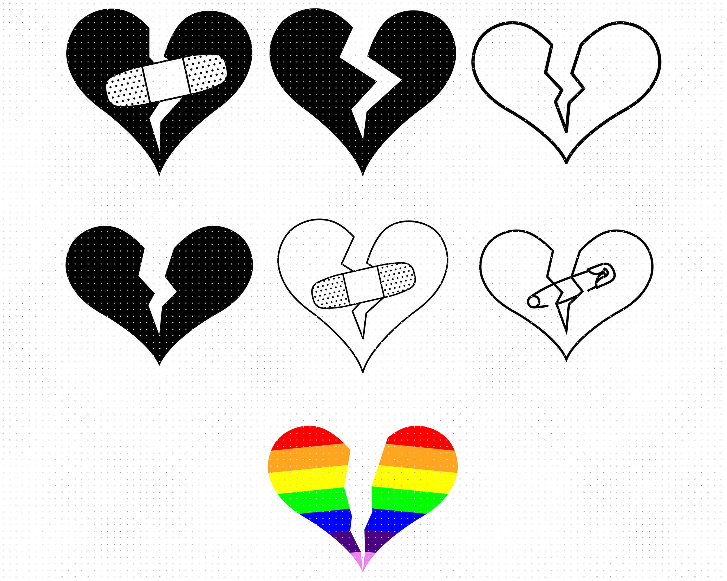 Corazón roto svg imágenes prediseñadas de rotura del corazón - Etsy España