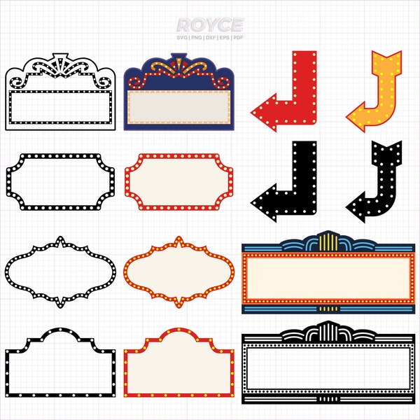 Marquee Sign Frame Clipart - Etsy
