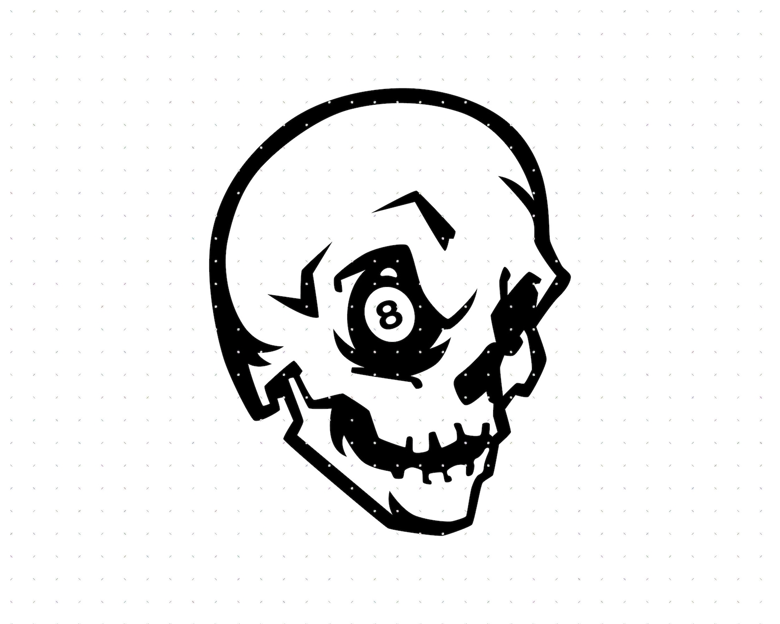 8 Ball With Skull Svg, Eight Ball in a Skull Clipart, 8 Ball With a ...