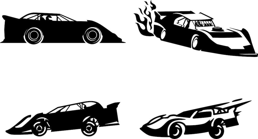 Dirt Late Model Car Svg, Car Racing Clipart, Car Racer Png, Dxf Logo ...