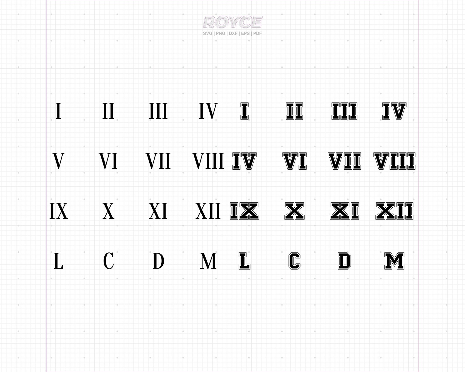 Roman Numbers Svg, Clock Face Numbers Clipart, Roman Numerals Png, Dxf ...