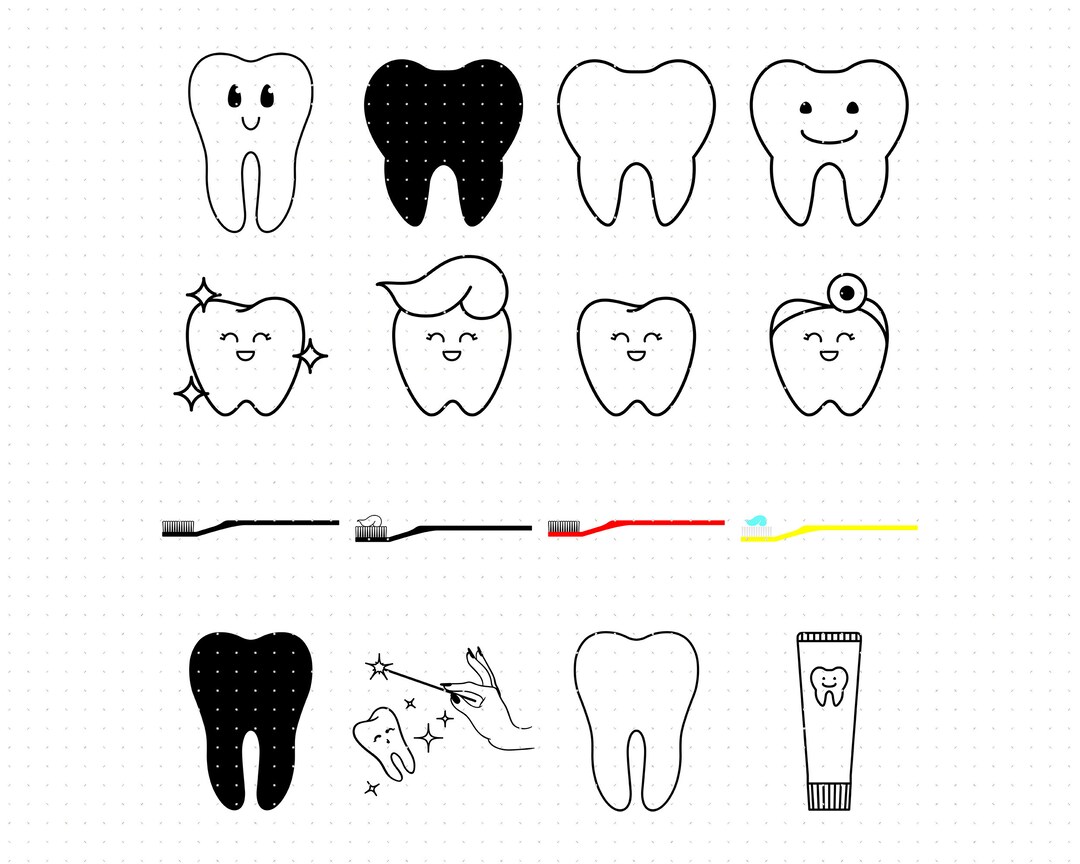 Tooth Fairy SVG: Happy Tooth, Toothbrush, Magic Wand (digital Download ...