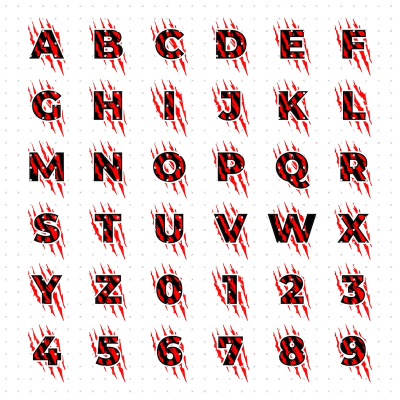 Letters With Claw Mark Svg - Etsy