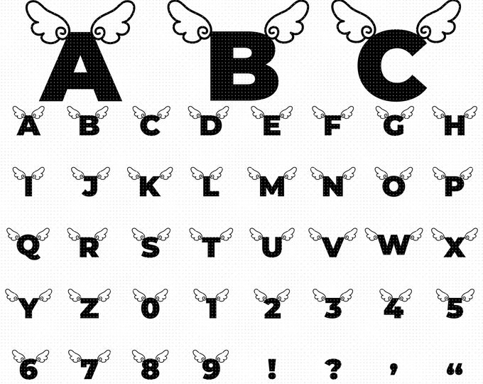 Wings Font SVG Angel Font SVG Flying SVG Font for Cricut Font Svg Wing ...