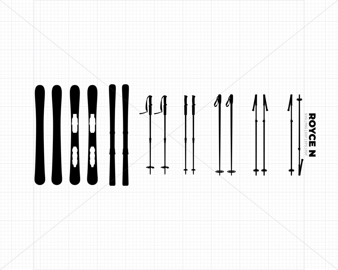 Ski Pole Svg, Ski Board, Skiing Png, Ski Poles Dxf, Ski Boards Vector ...