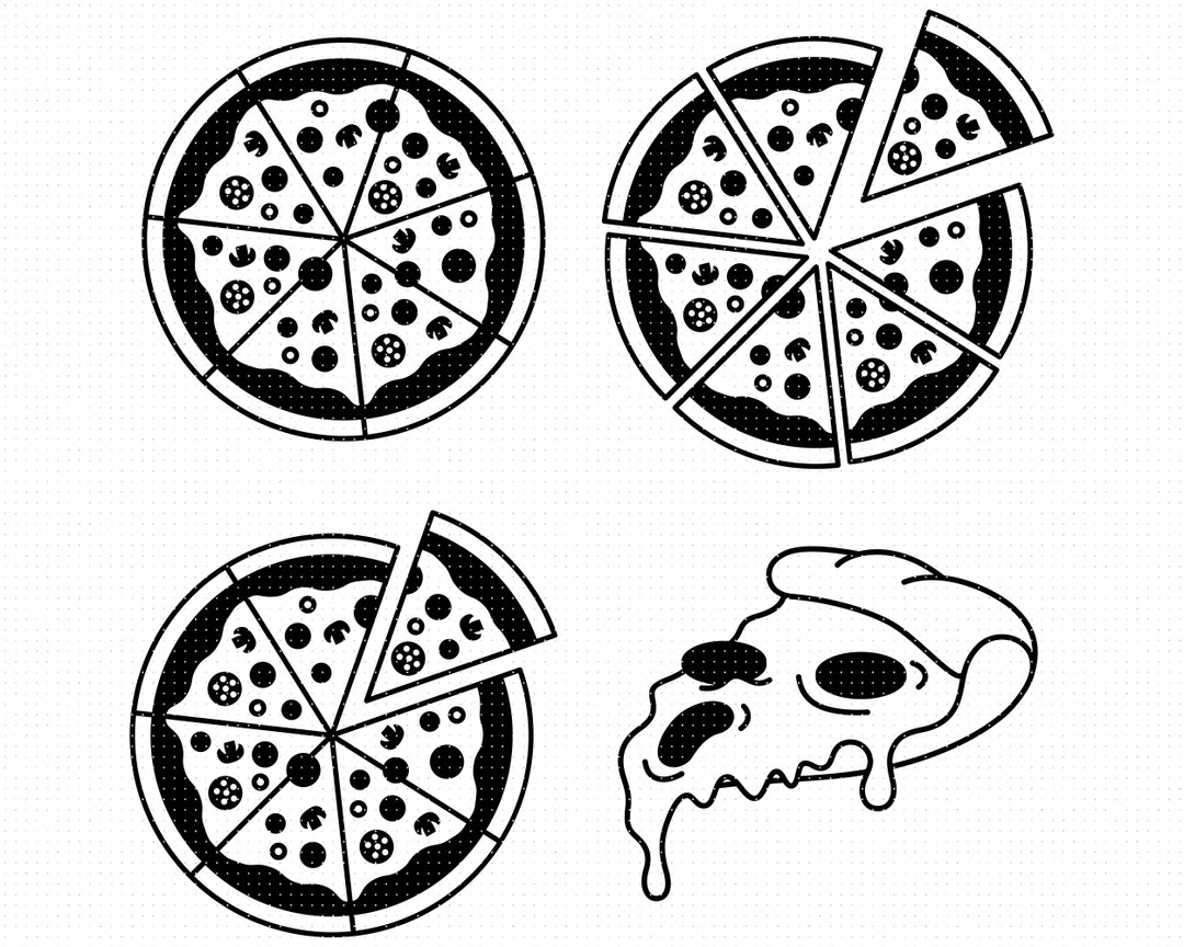 Pizza SVG Clipart: Pepperoni & Cheese Vector Cut Files (digital ...