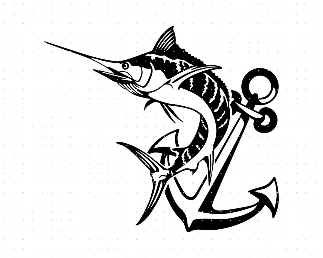 Marlin With Anchor Svg, Marlin With Anchor Clipart, Marlin With Anchor ...