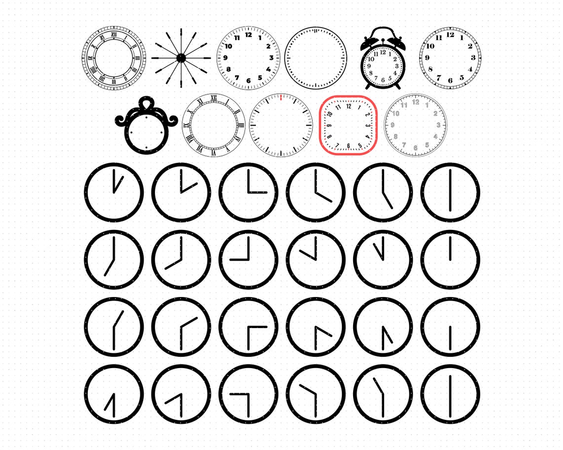Clock Face Svg Clock Face Clipart Clock Face Png Clock - Etsy