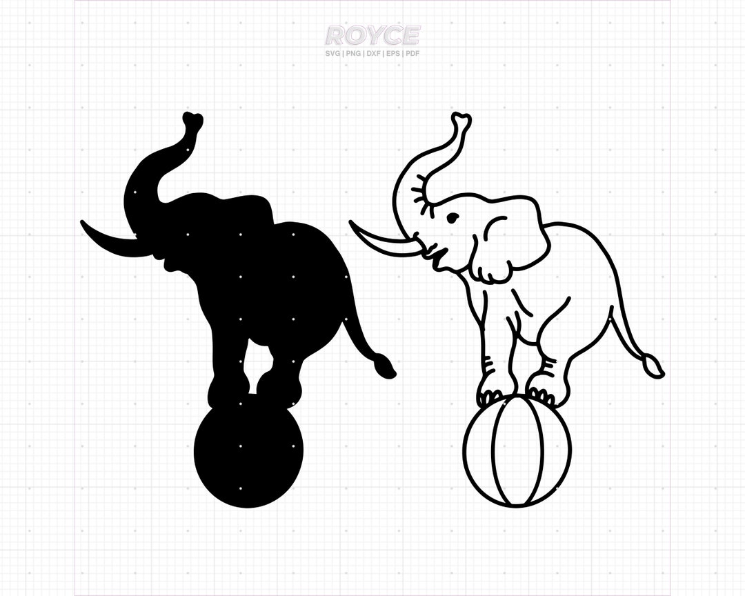 Vintage Circus Olifant Op Bal Clipart