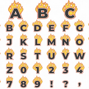 Flaming Letters Svg, Alphabet on Fire Svg, Fiery Numbers Svg, Flaming ...