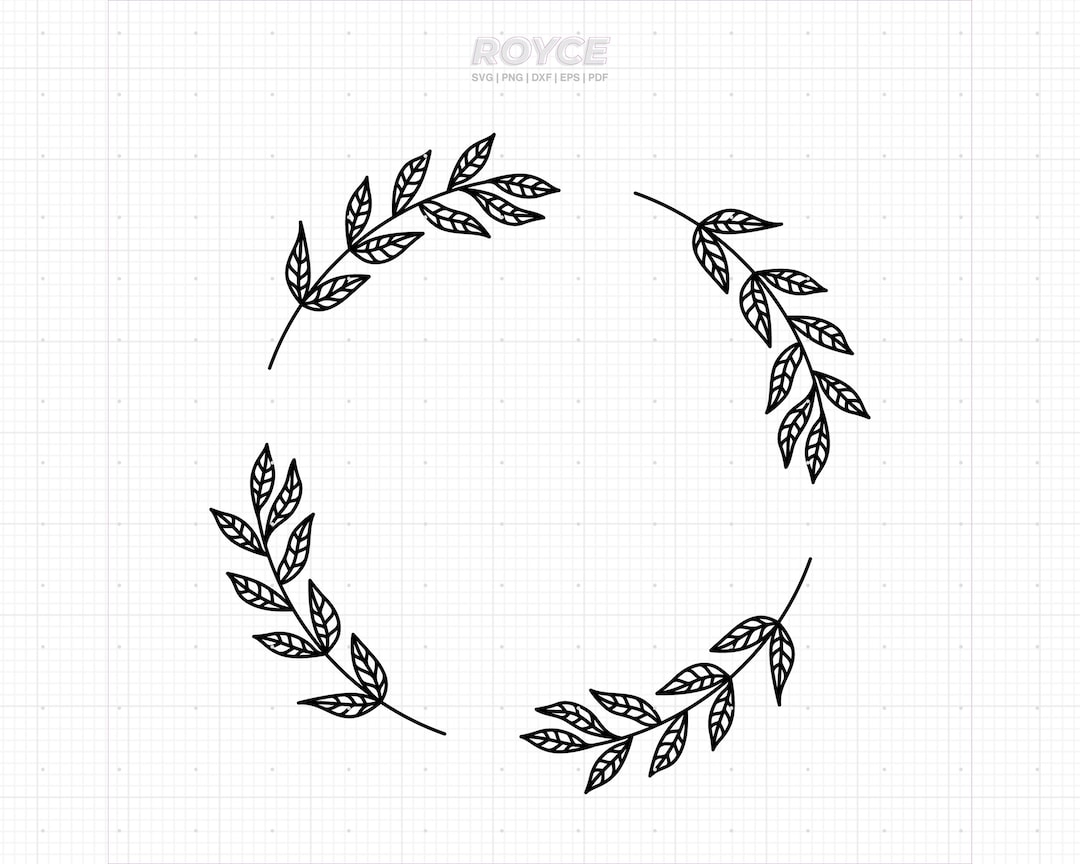 Hand Drawn Wreath Svg,leaf Wreath Svg, Monogram Wreath Clipart, Png ...