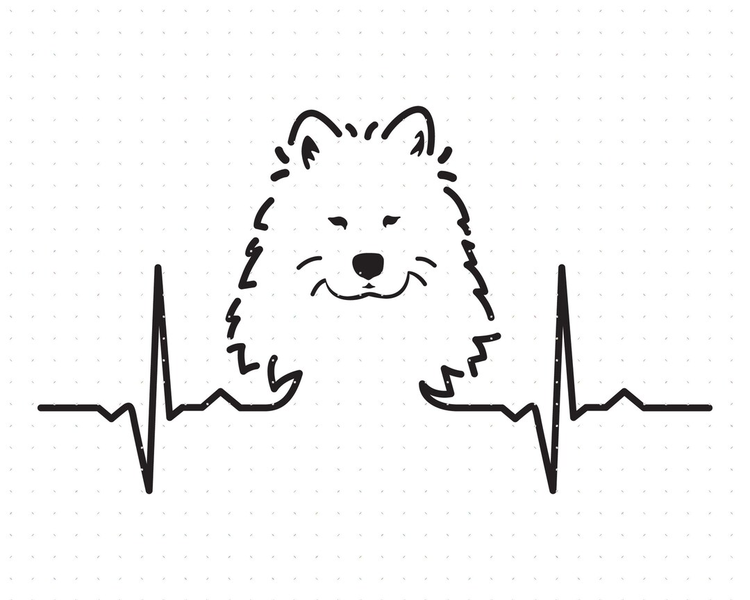 Samoyed Dog Heartbeat Svg, Samoyed Dog Breed Clipart, Dog Heartbeat Png ...