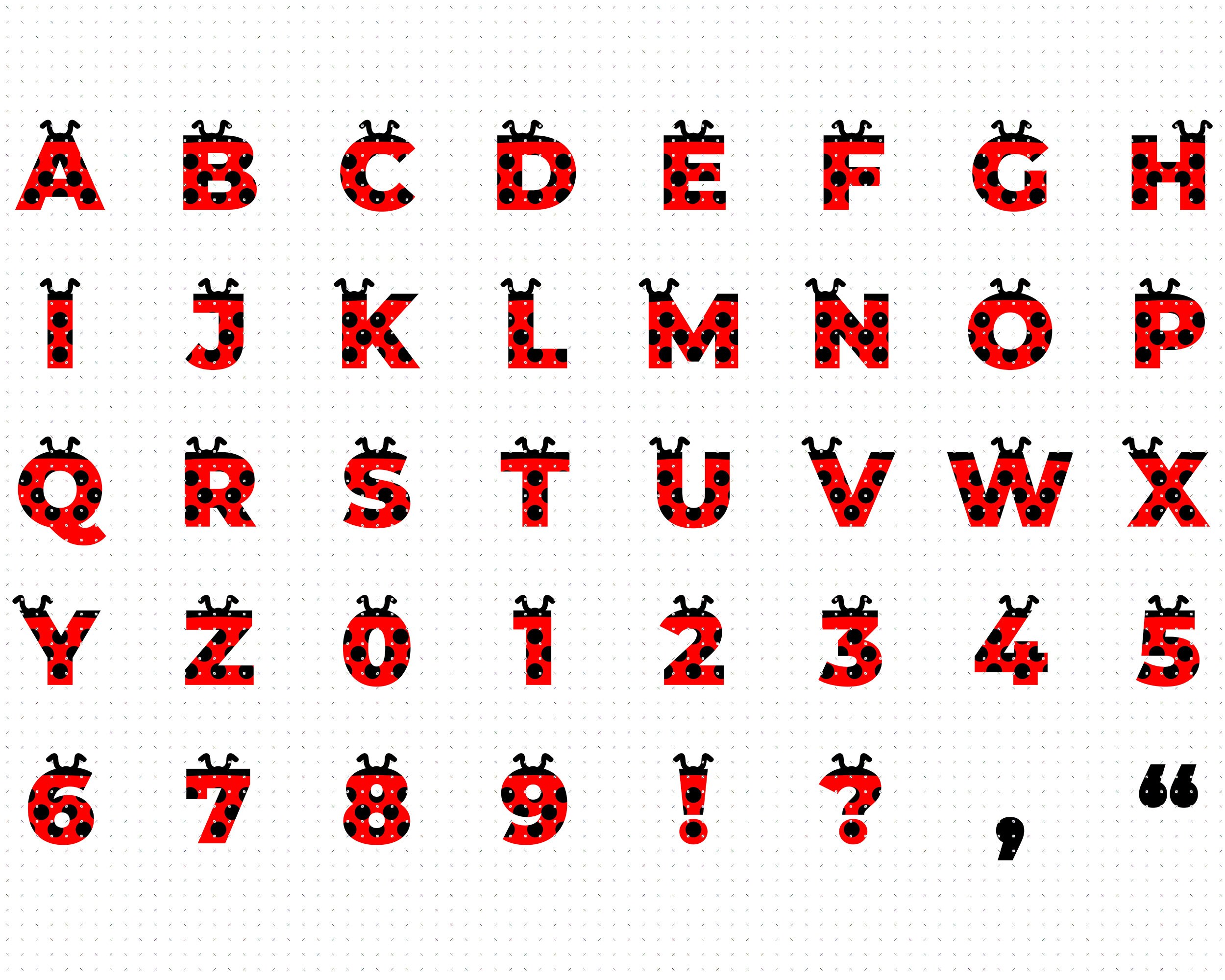 Ladybug Alphabet and Numbers Svg Love Bug Letters Clipart | Etsy