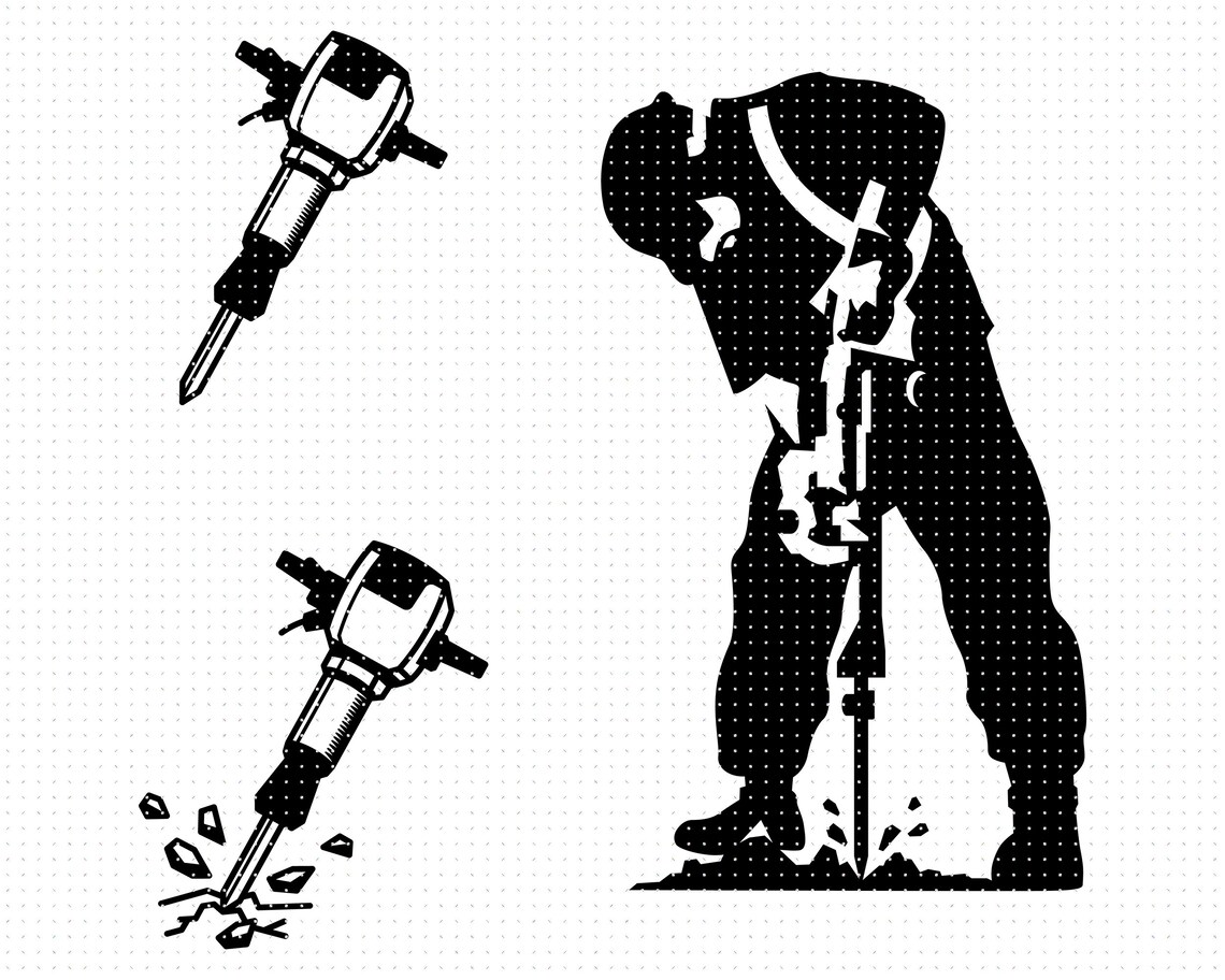 Jackhammer Svg Construction Worker Clipart Construction - Etsy