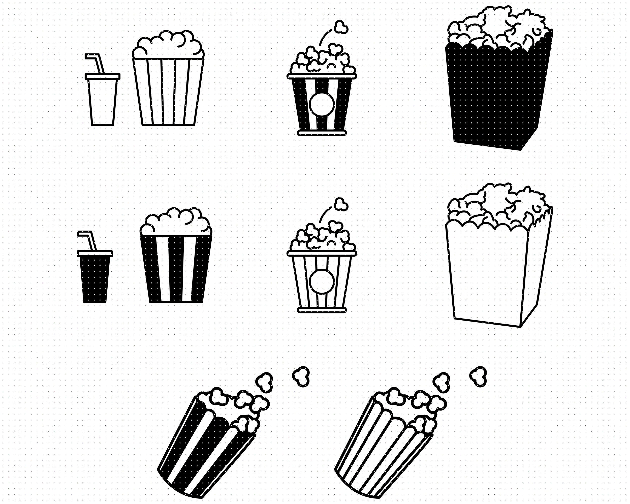 Black And White Popcorn Vector