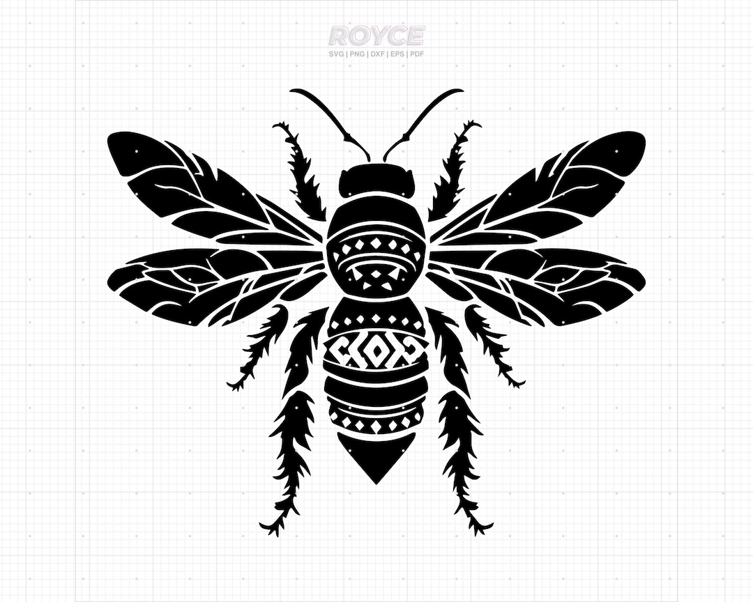Tribal Bee Svg, Bee Clipart, Tribal Animal Png, Bee Dxf, Bee Vector ...