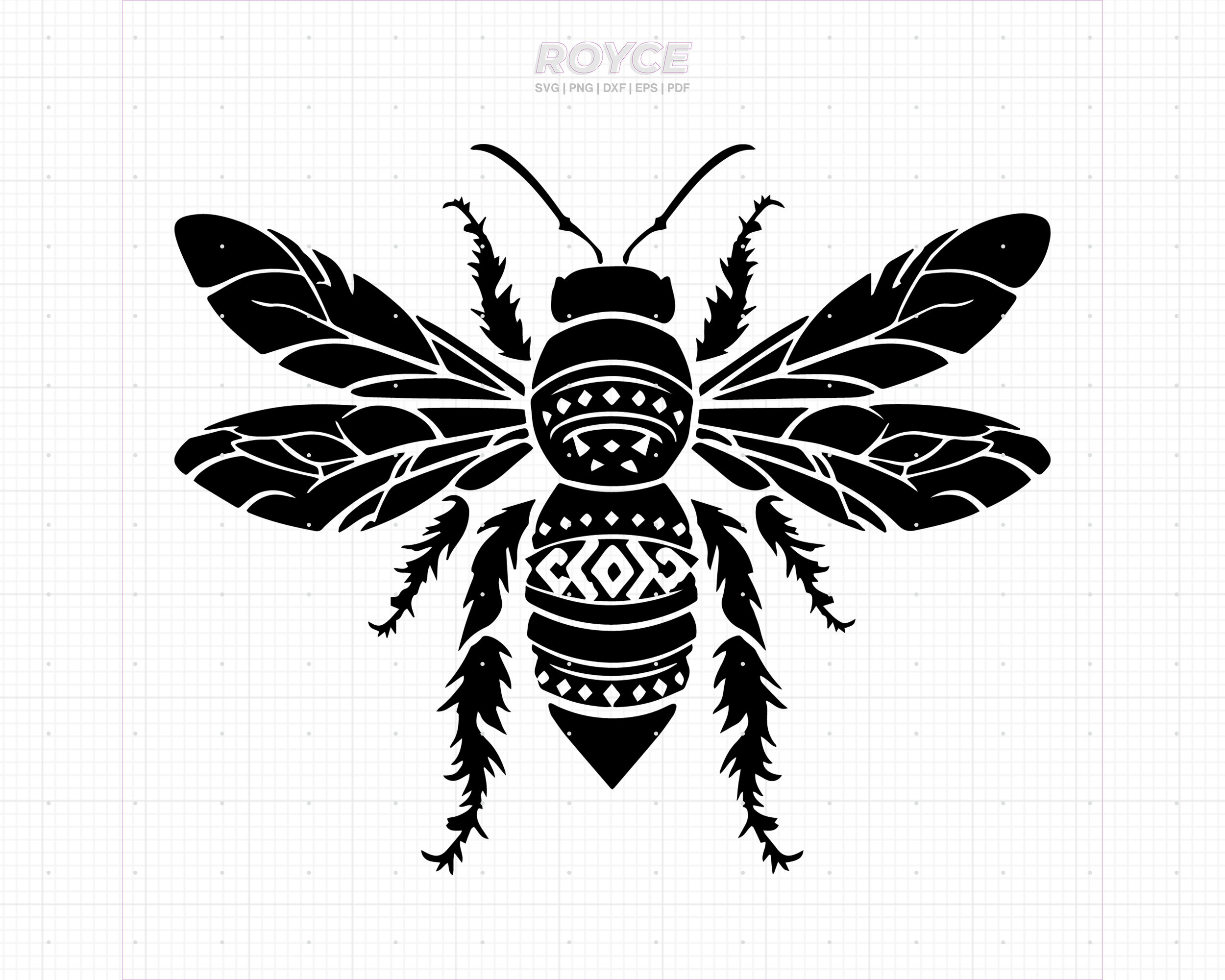 Tribal Bee Svg, Bee Clipart, Tribal Animal Png, Bee Dxf, Bee Vector ...