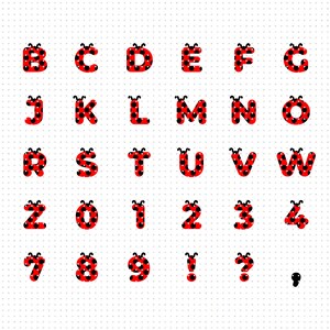 Ladybug Alphabet and Numbers SVG, Love Bug Letters Clipart (digital ...