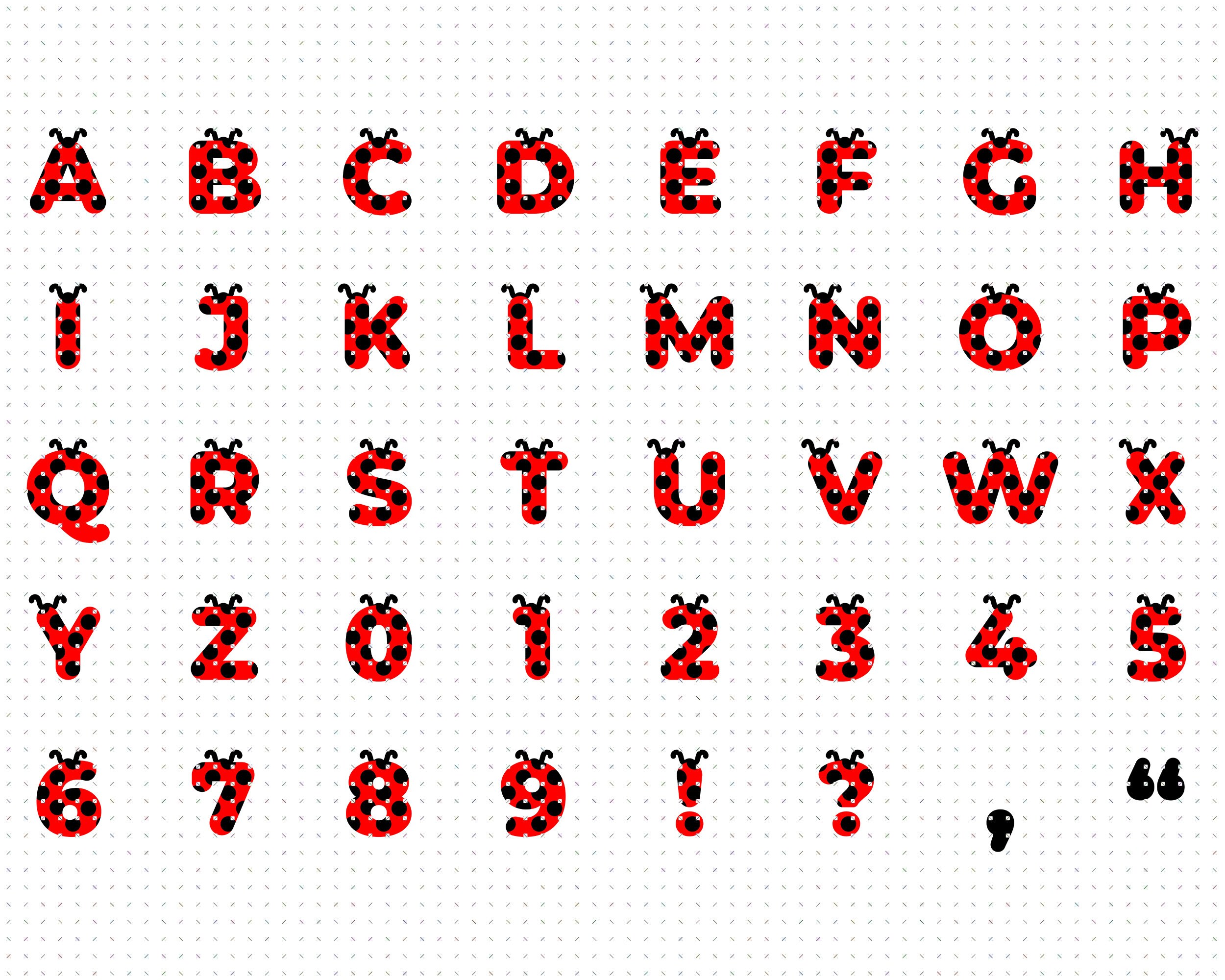 Ladybug Alphabet and Numbers Svg Love Bug Letters Clipart | Etsy