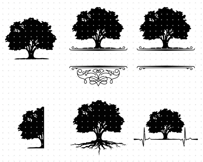Oak Tree Split Frame Svg Oak Family Tree Clipart Family Name - Etsy UK