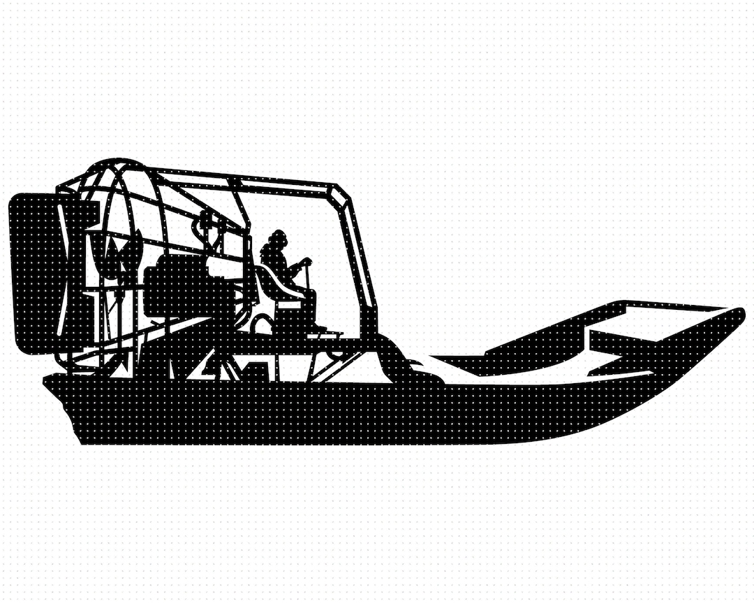 Airboat Svg, Hovercraft Clipart, Swamp Boat Png, Planeboat Dxf Logo ...