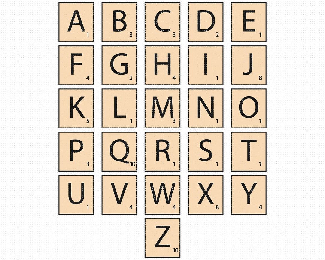 Scrabble Tiles Alphabet Svg Letters Clipart Dxf Eps Png - Etsy