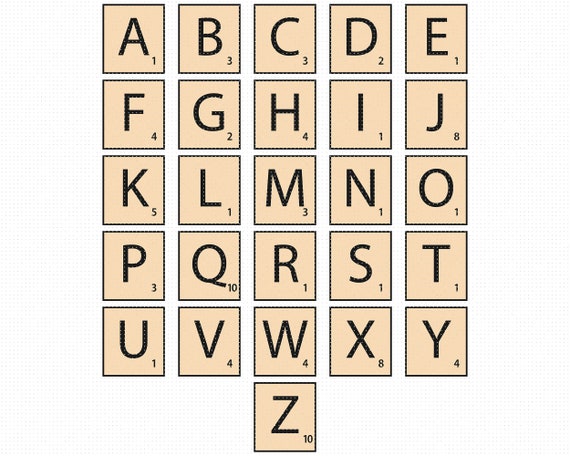 Scrabble tiles alphabet svg letters clipart dxf eps png | Etsy