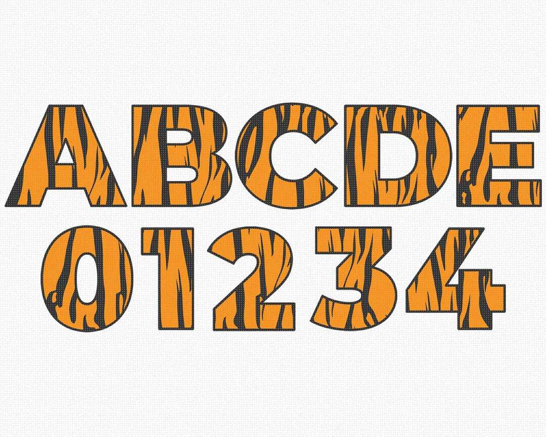 Tiger Alphabet Svg, Animal Skin Letters Clipart, Tiger Stripe Dxf ...