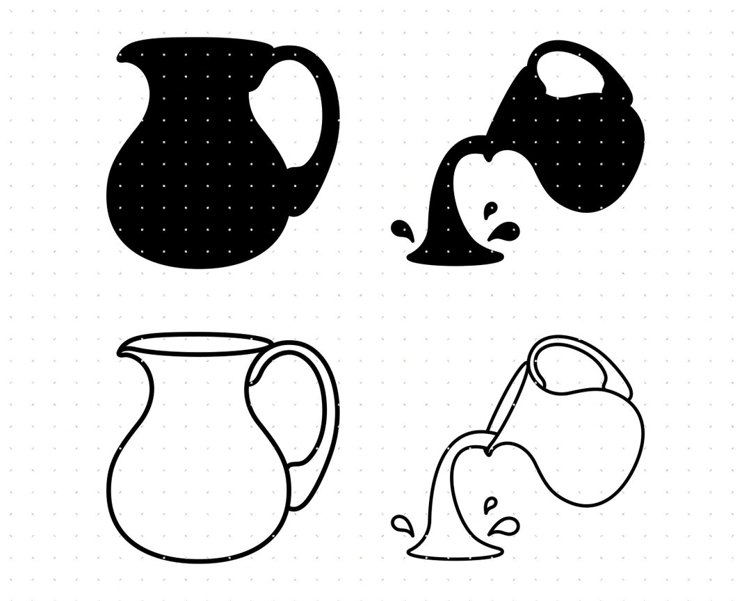 Glass Pitcher SVG: Water Jug Clipart, Pouring Water Vector (digital ...