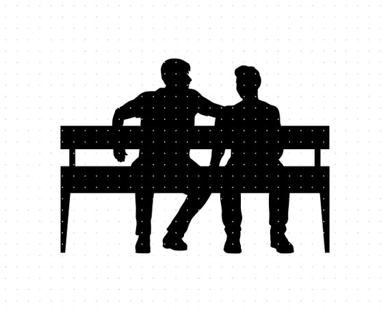 Two Male Sitting on a Park Bench Svg Two Male Sitting on a - Etsy